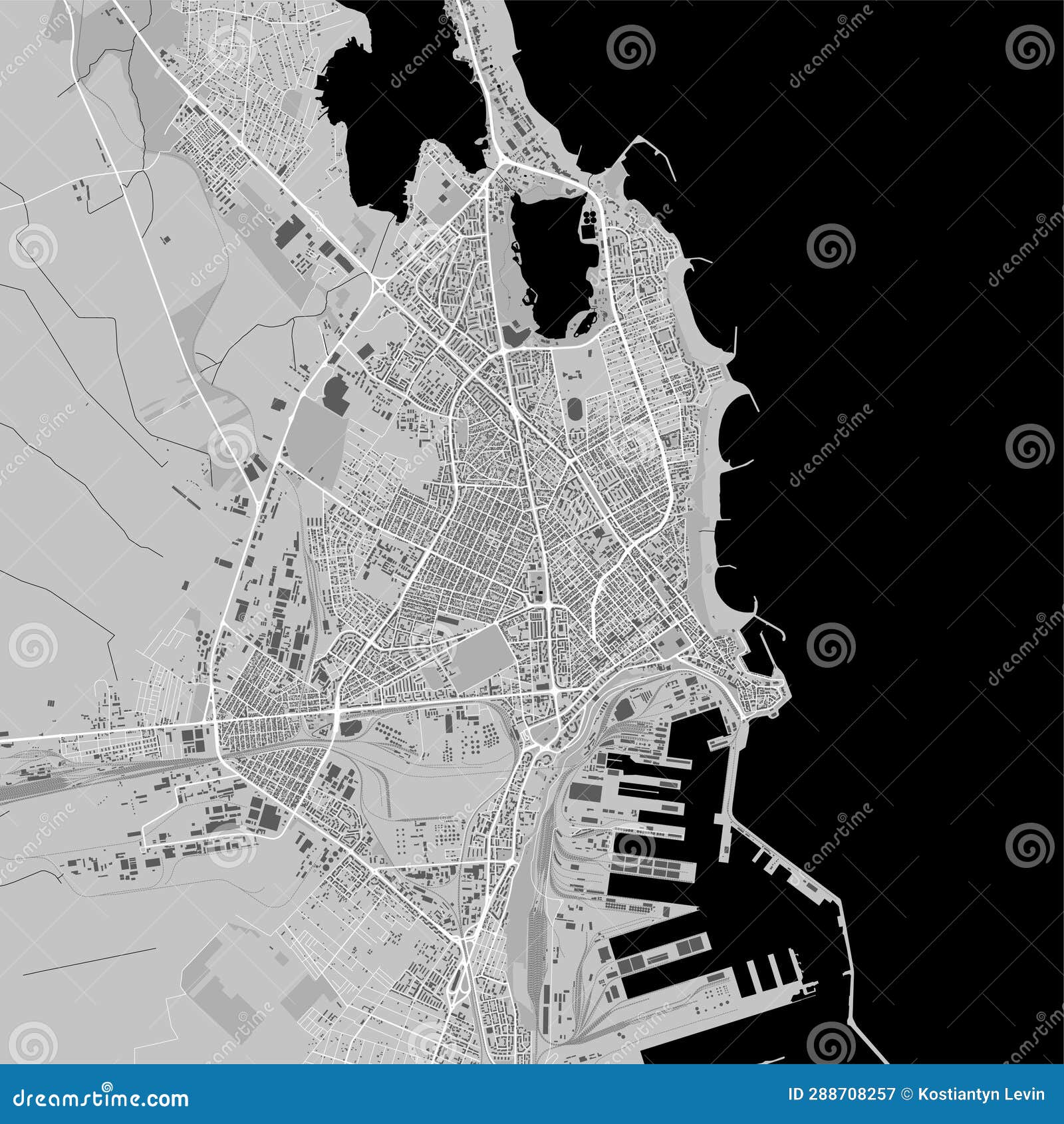 Black Constanta City Map, Administrative Area Vector Illustration ...