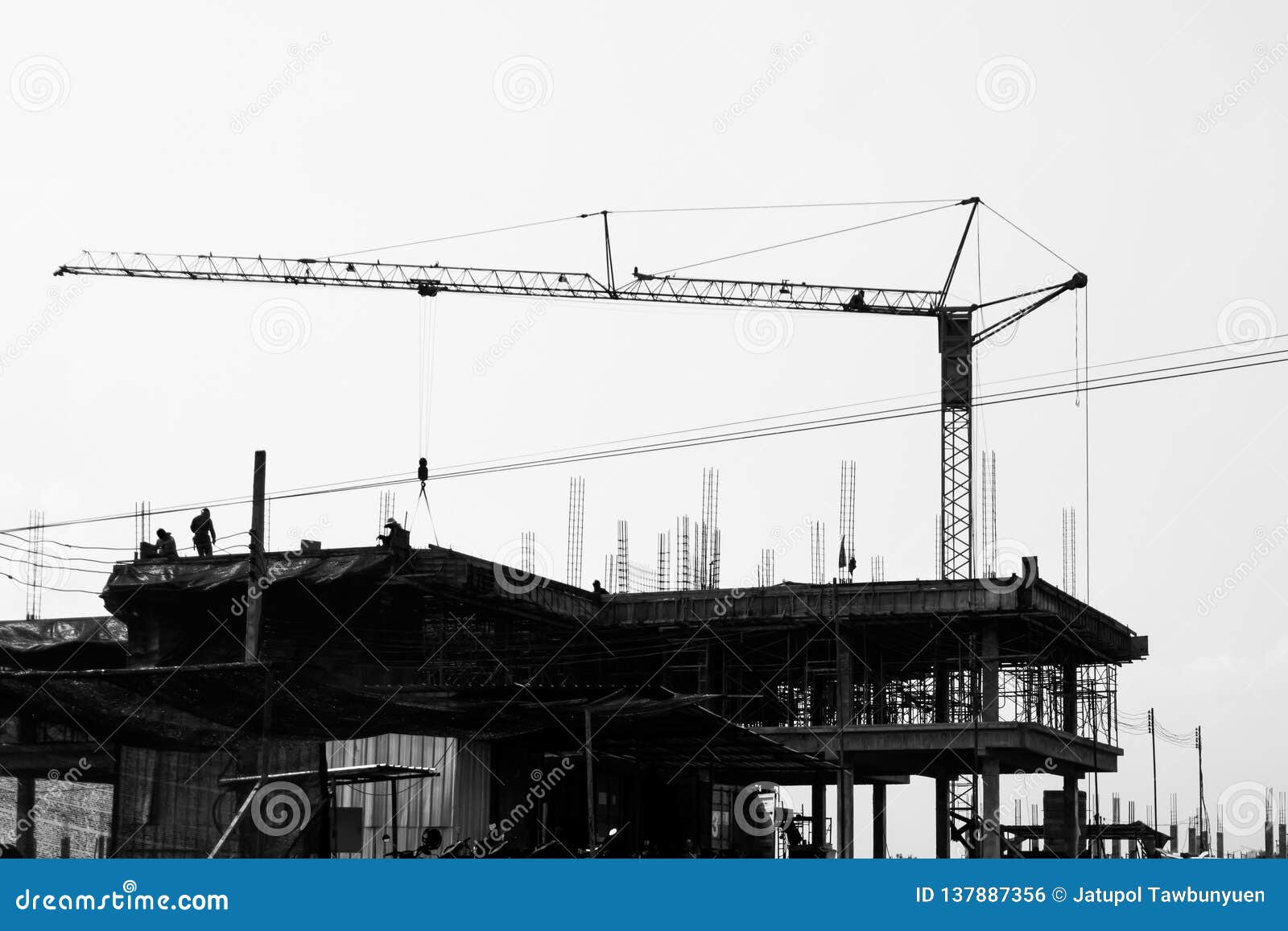 Black and White the Construction Site Stock Photo - Image of safety ...