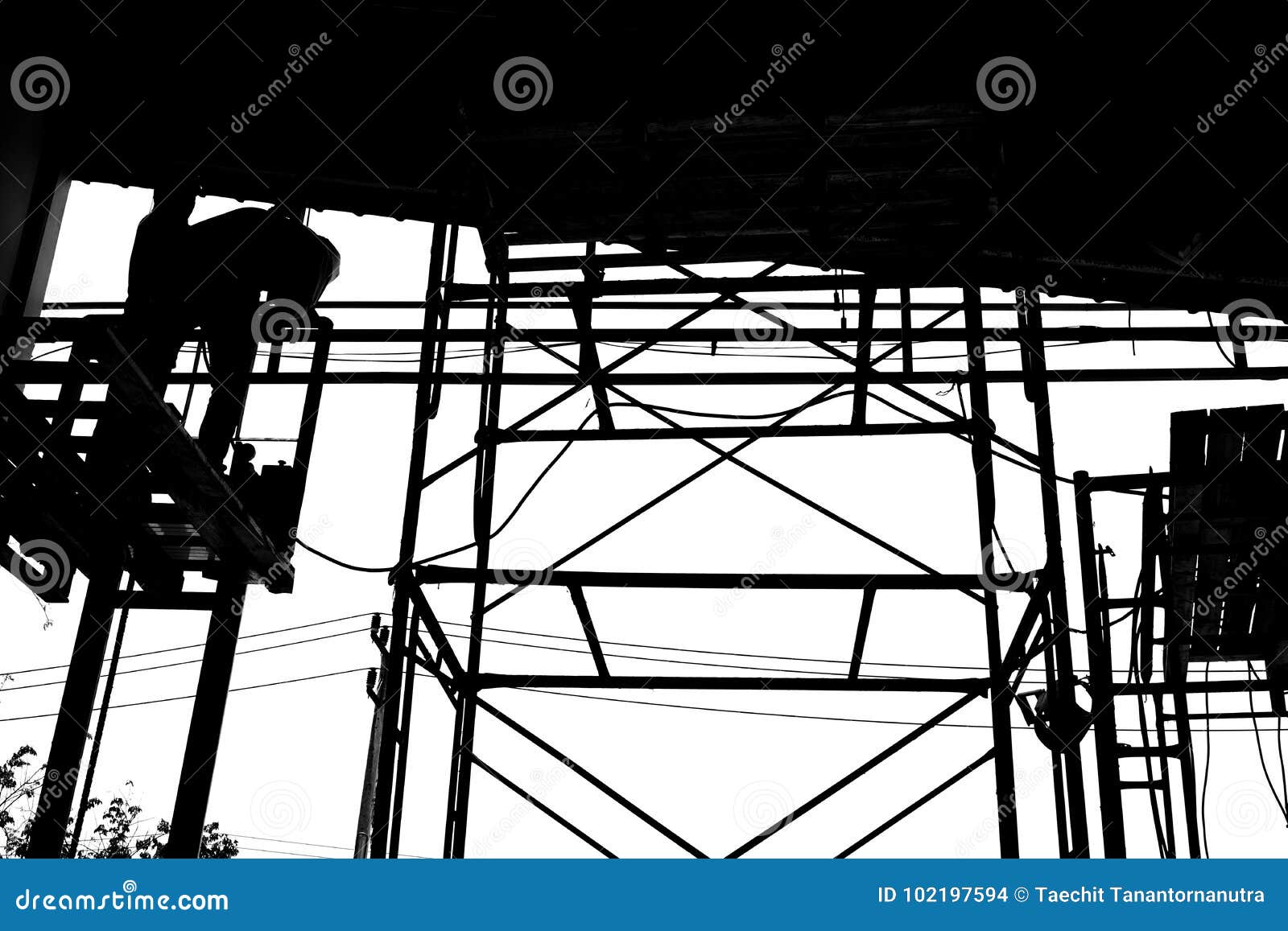 Black and White Construction Site Stock Photo - Image of modern, house ...