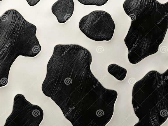 Black and White Cowhide Texture, a Close-Up View Stock Illustration ...