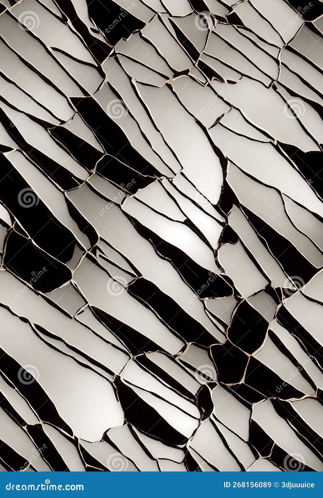 Black and White Cracked Mirror Surface Abstract Background. Stock ...