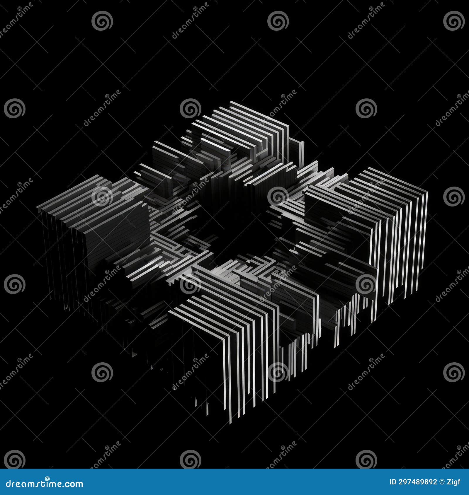 Black and White Cube on Black Background Stock Illustration ...