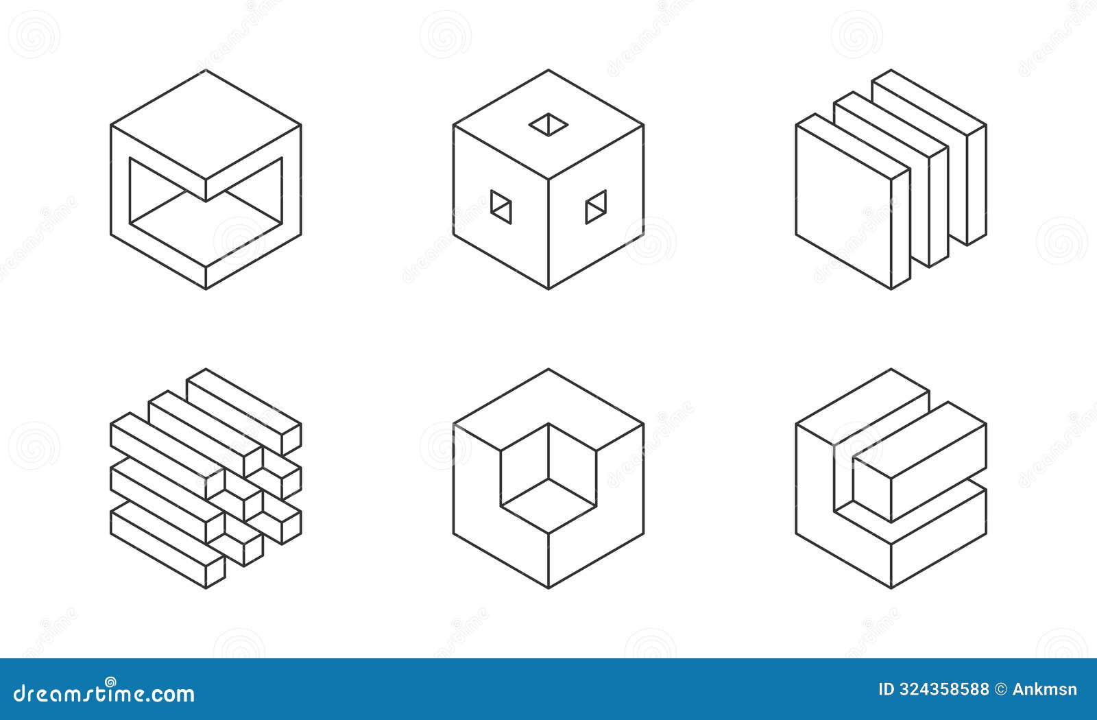 Black and White Cube Logo, Geometric Vector Design. Set Box Logotype ...