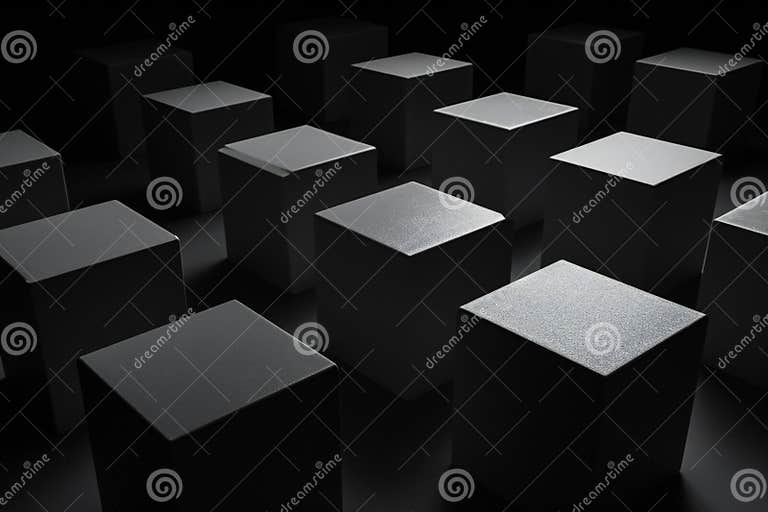 Black and White Cubes on Black Background Stock Illustration ...