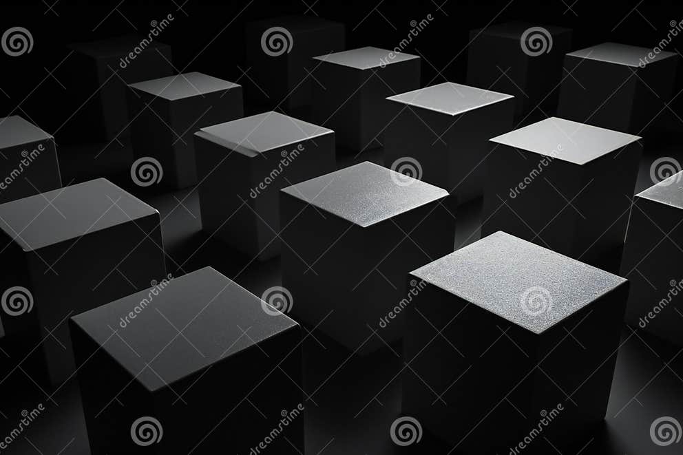 Black and White Cubes on Black Background Stock Illustration ...