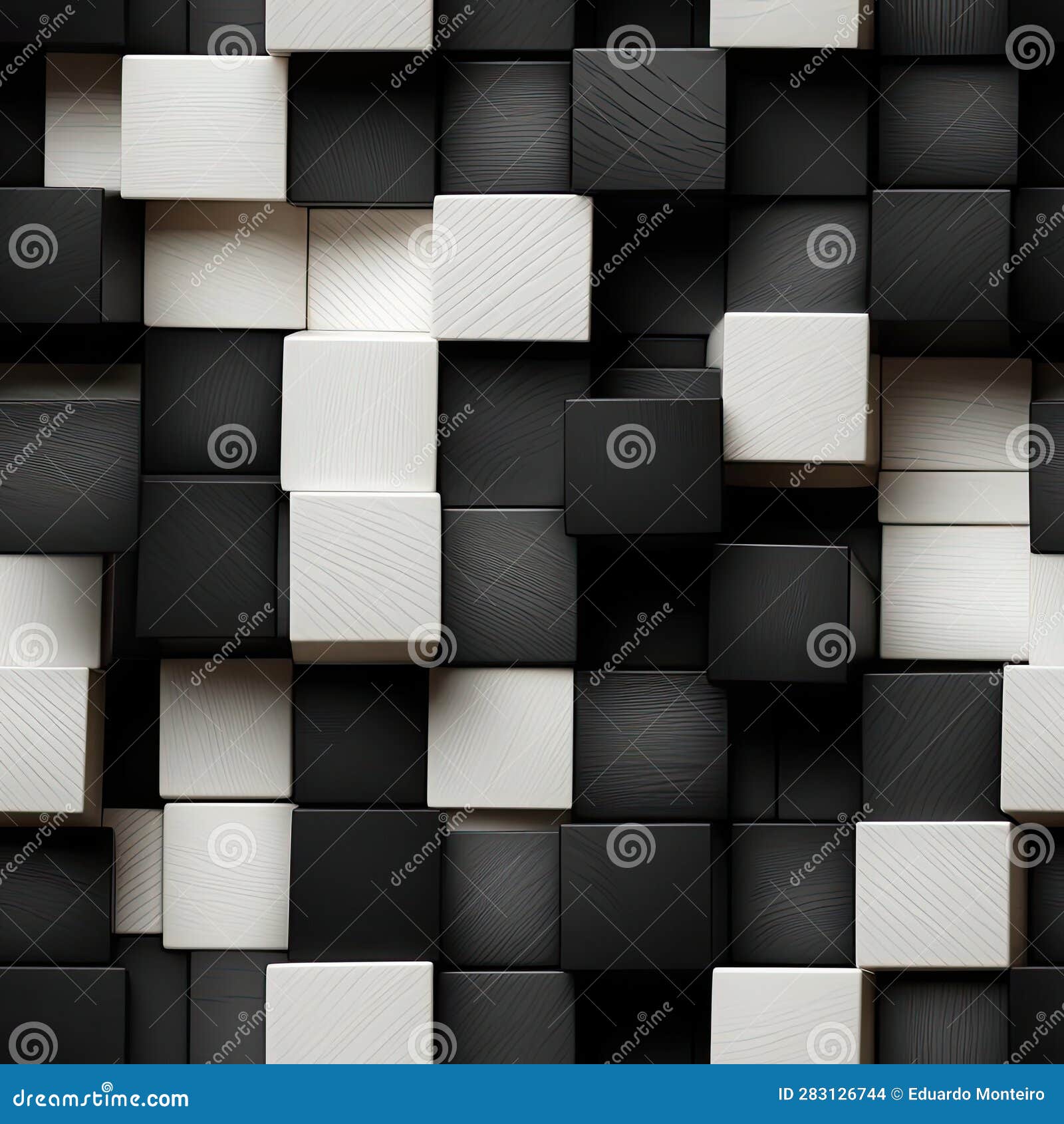 Black and White Cubes Pattern with Textured Surfaces (tiled) Stock ...