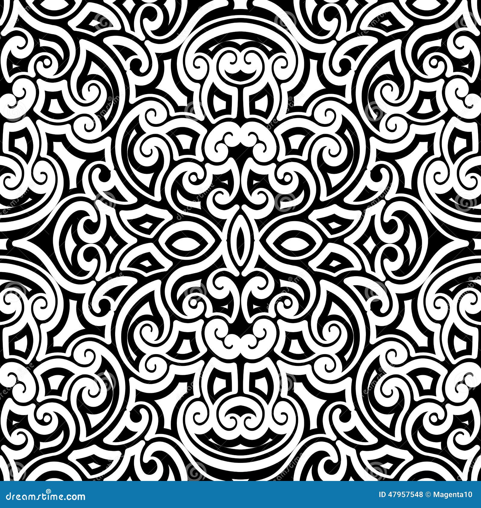 Black and White Curly Pattern Stock Vector - Illustration of elegant ...