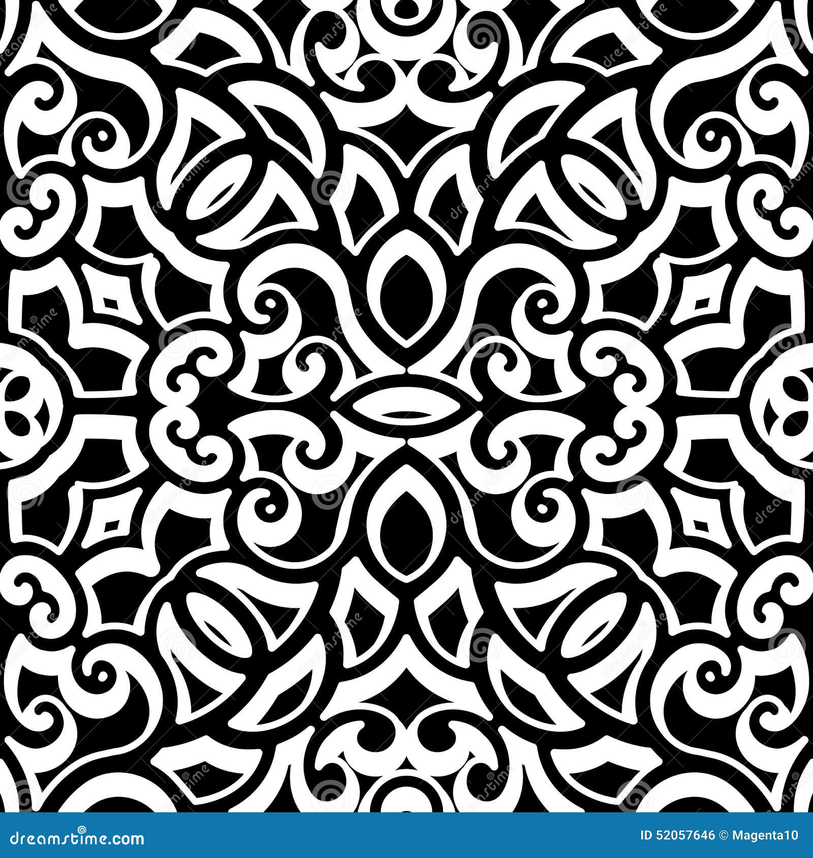 Black and White Curly Pattern Stock Vector - Illustration of classic ...
