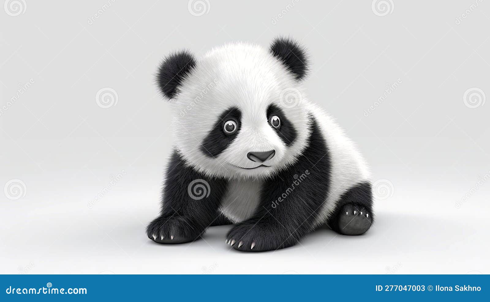 Black and White Cute Little Panda Stock Illustration - Illustration of ...