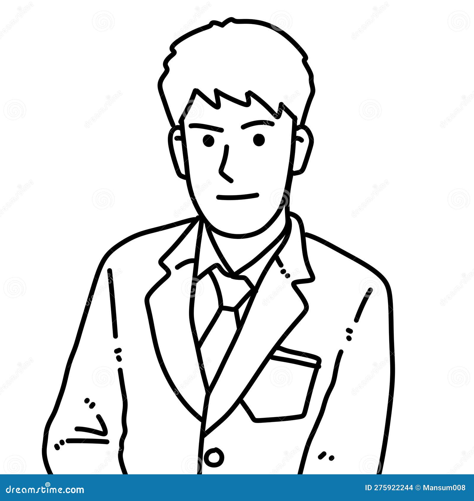 Black and White of Cute Man Cartoon for Coloring Stock Illustration ...