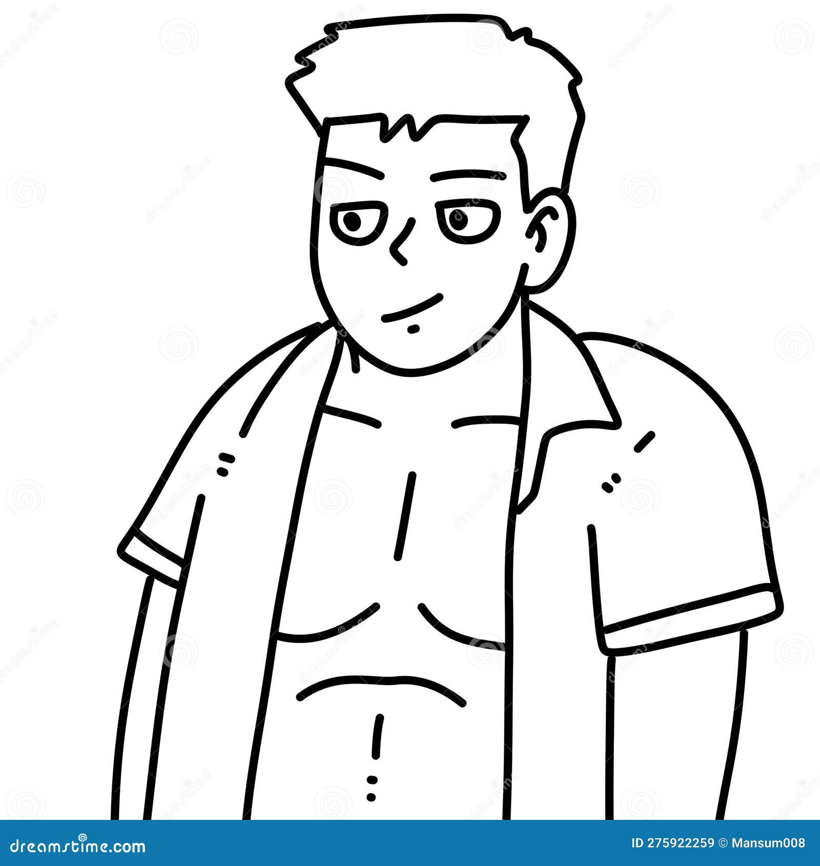 Black and White of Cute Man Cartoon for Coloring Stock Illustration ...