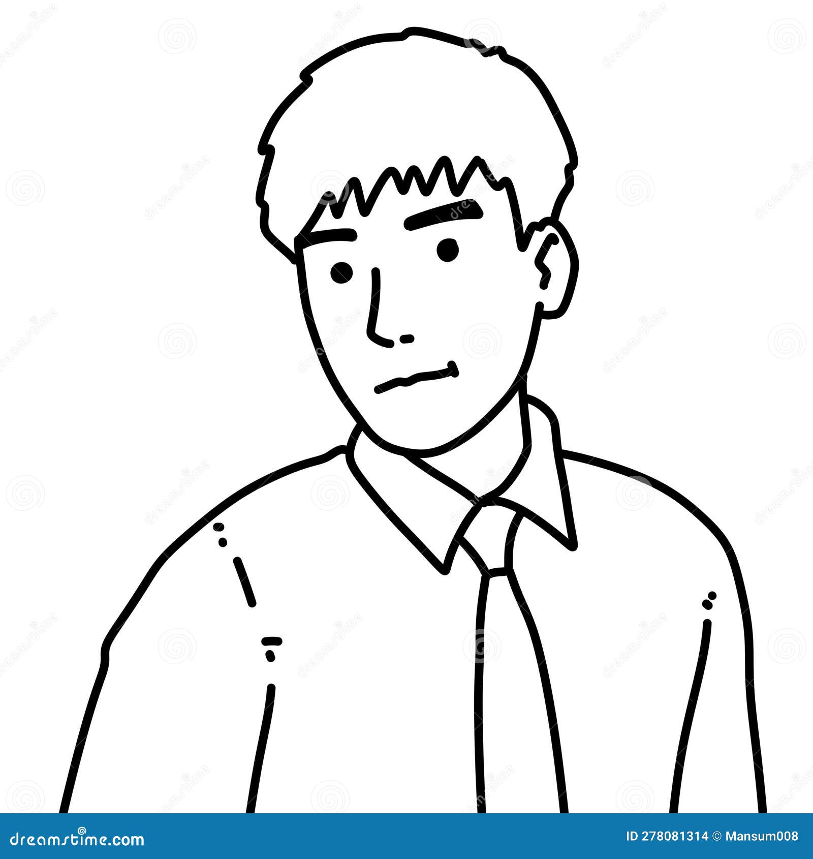 Black and White of Cute Man Cartoon for Coloring Stock Illustration ...