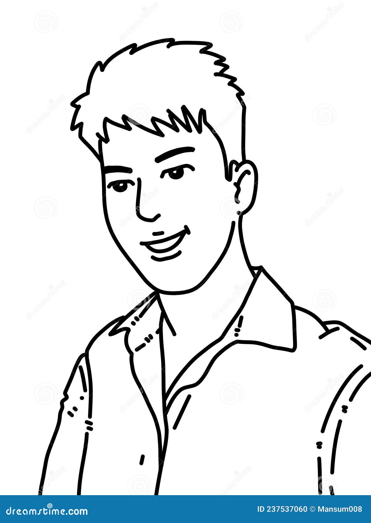 Black and White of Cute Man Cartoon for Coloring Stock Illustration ...