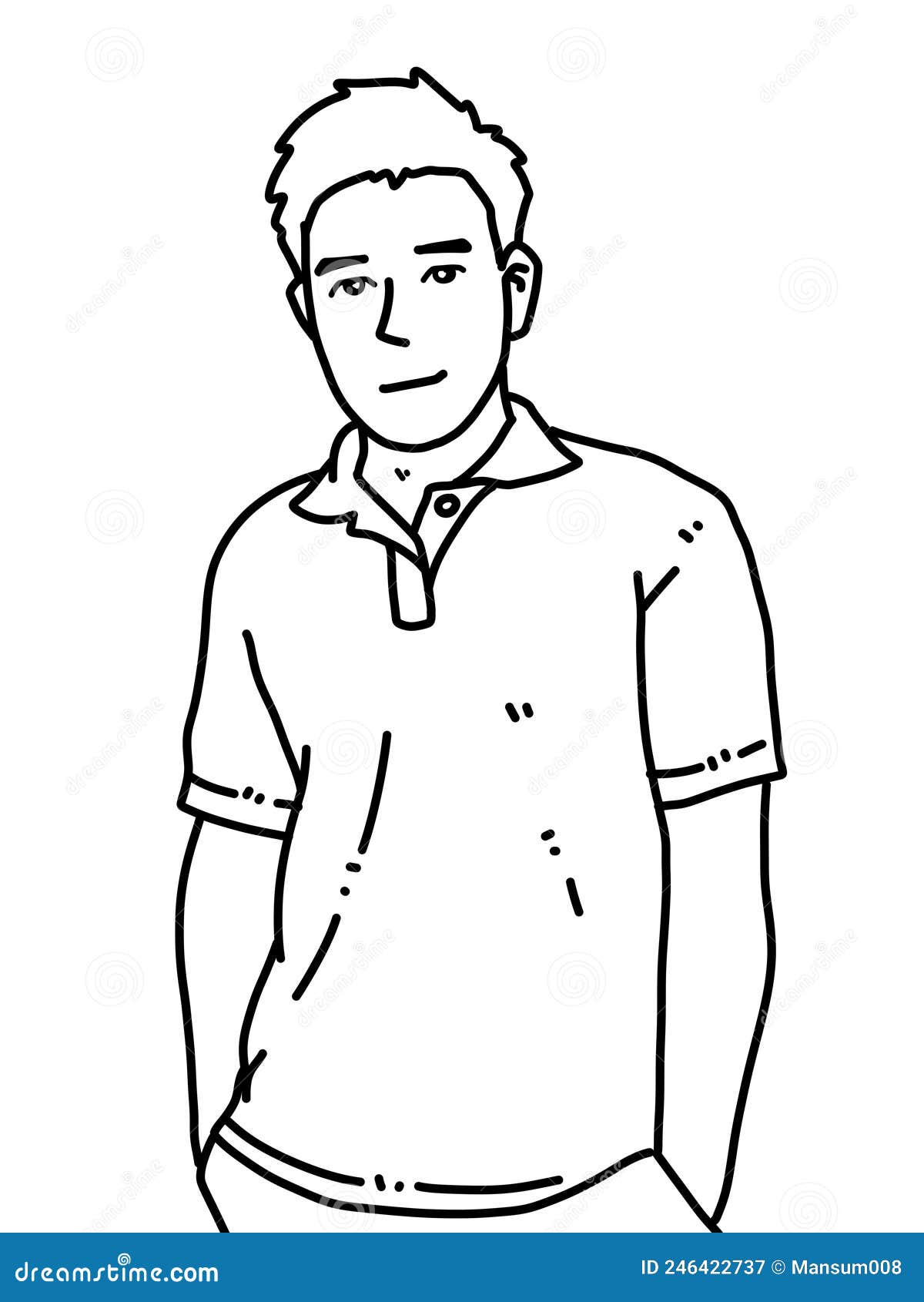 Black and White of Cute Man Cartoon for Coloring Stock Illustration ...