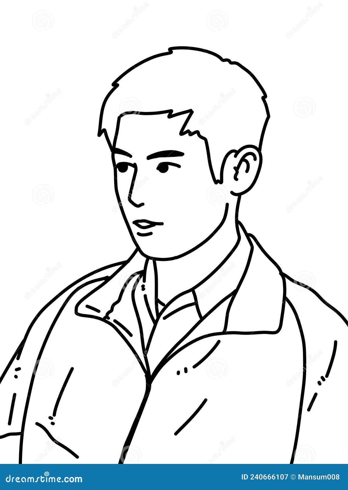 Black and White of Cute Man for Coloring Stock Illustration ...