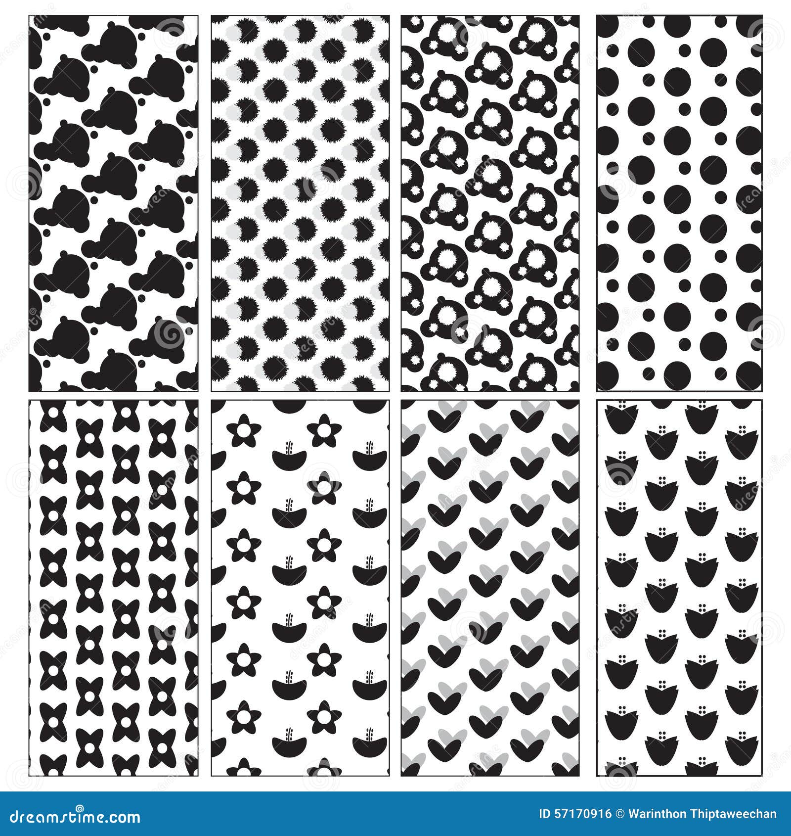 Black and White Cute Patterns Stock Vector - Illustration of grey ...