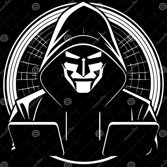 Black and White Cyber Hacker Illustration Stock Illustration ...