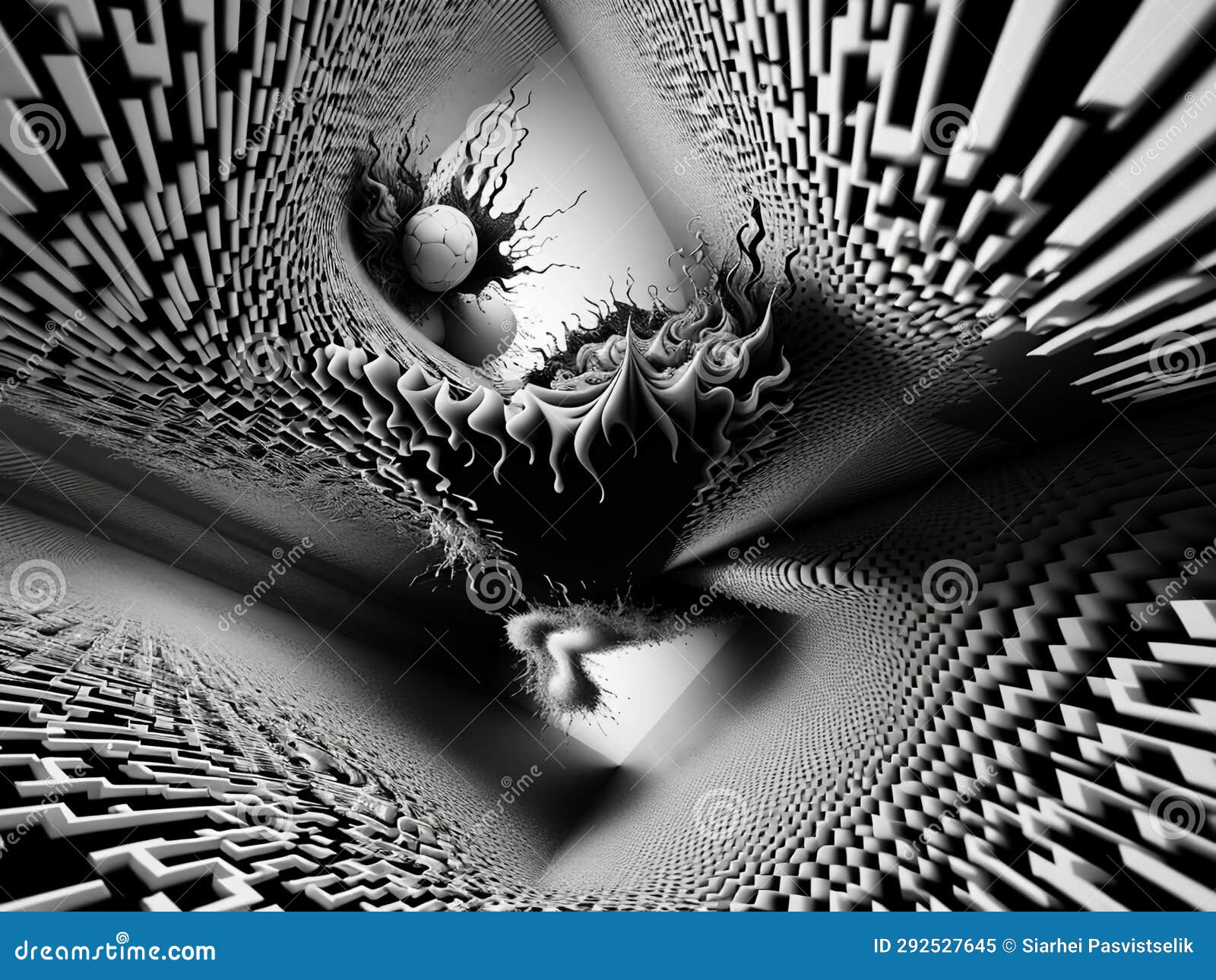 3d Absurd Abstraction by Ai, Black & White Stock Illustration ...