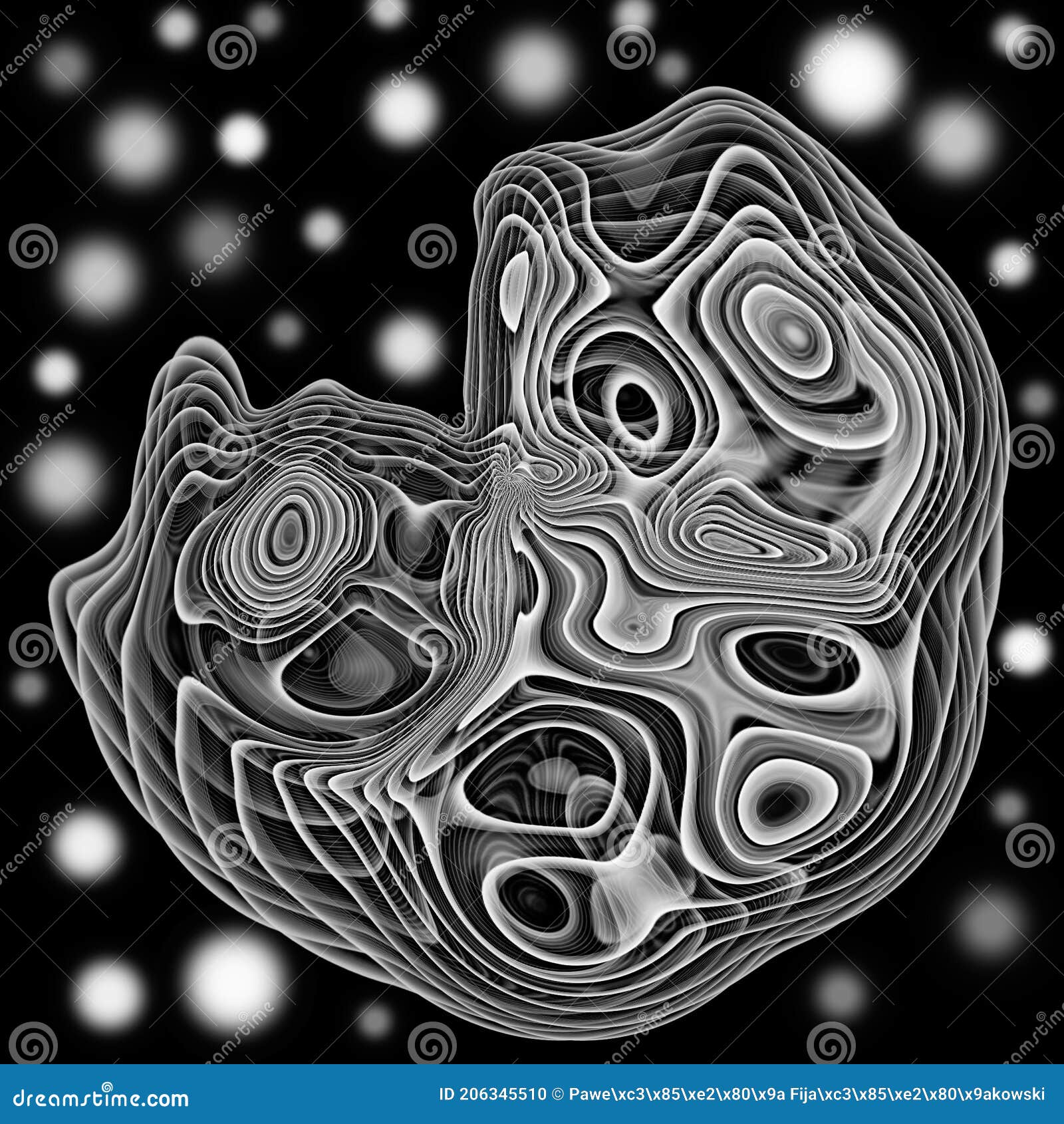 Black and White 3d Shapes on the Black Background Stock Illustration ...