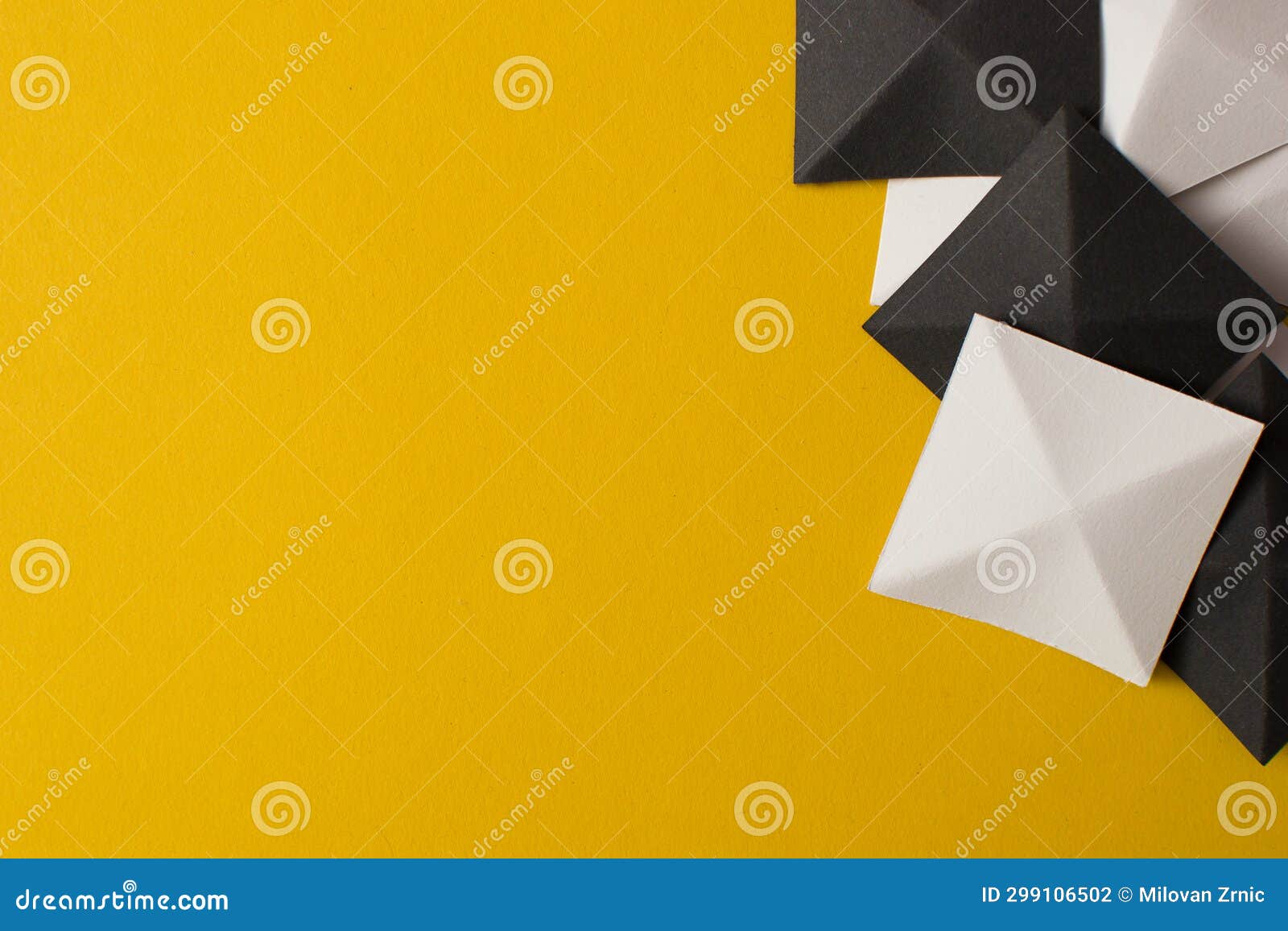 Black and White 3d Shapes on Yellow Background, Copy Empty Space Stock ...