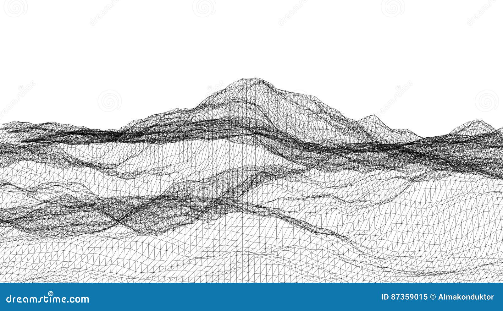 Black and White 3D Wireframe Terrain Stock Image - Illustration of line ...