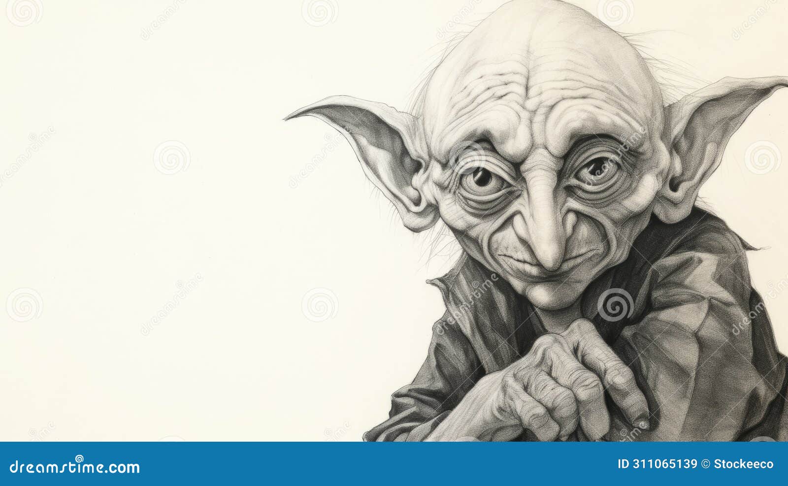 Black and White Dada Goblin Sketch with Graphite Drawing Marks Stock ...