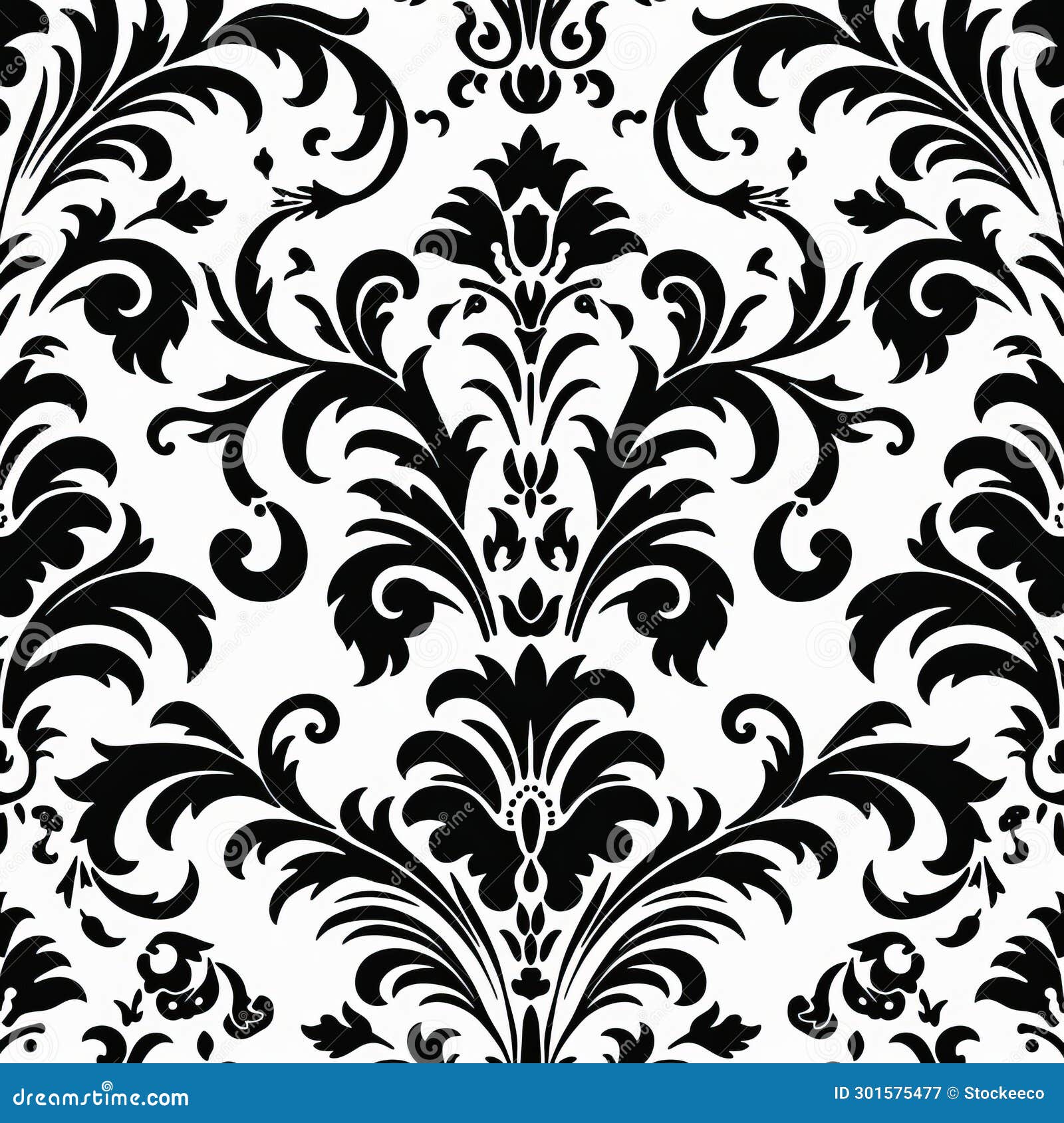 Black and White Damask Pattern: Clean and Simple Designs Stock ...