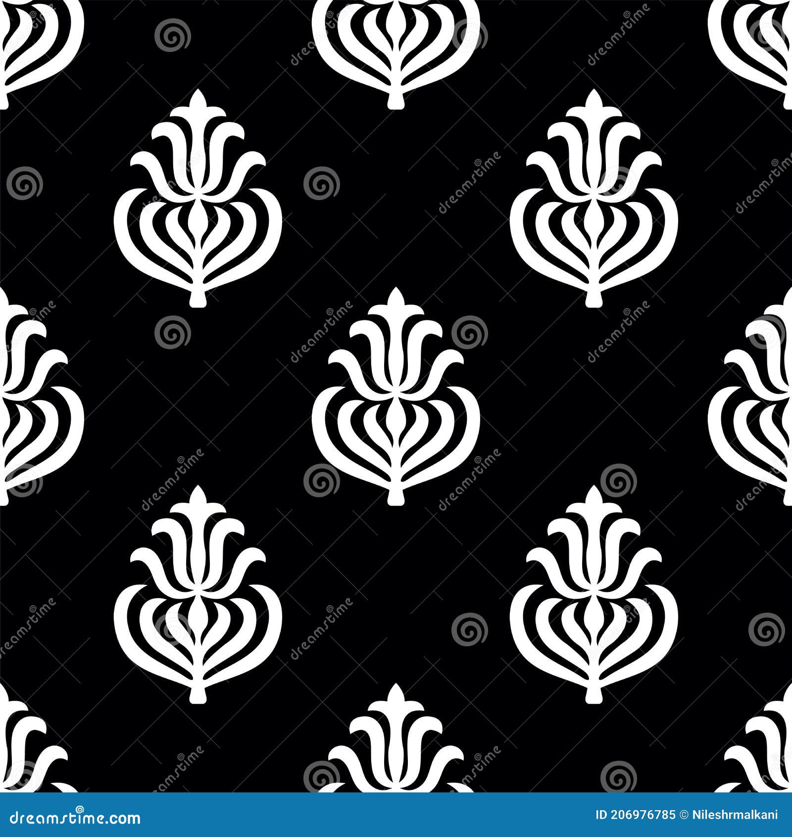 Black and White Damask Wallpaper Pattern Stock Vector - Illustration of ...