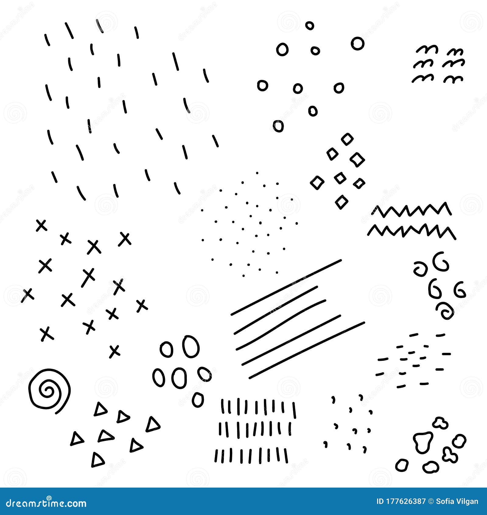 Black and White Dashes with Circles and with Stars Stock Illustration ...