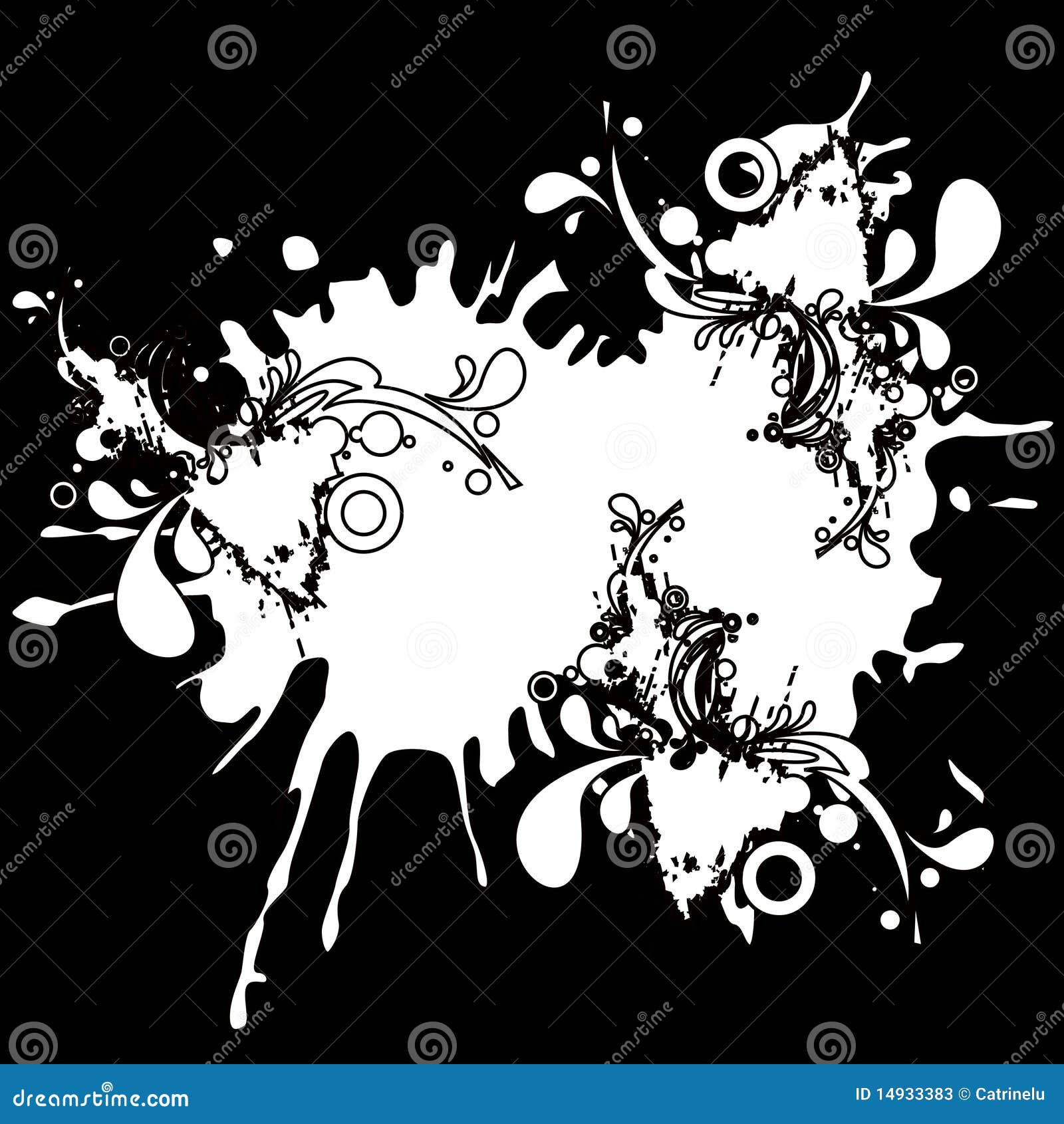 Black And White Decorative Splash Stock Vector - Illustration of ...