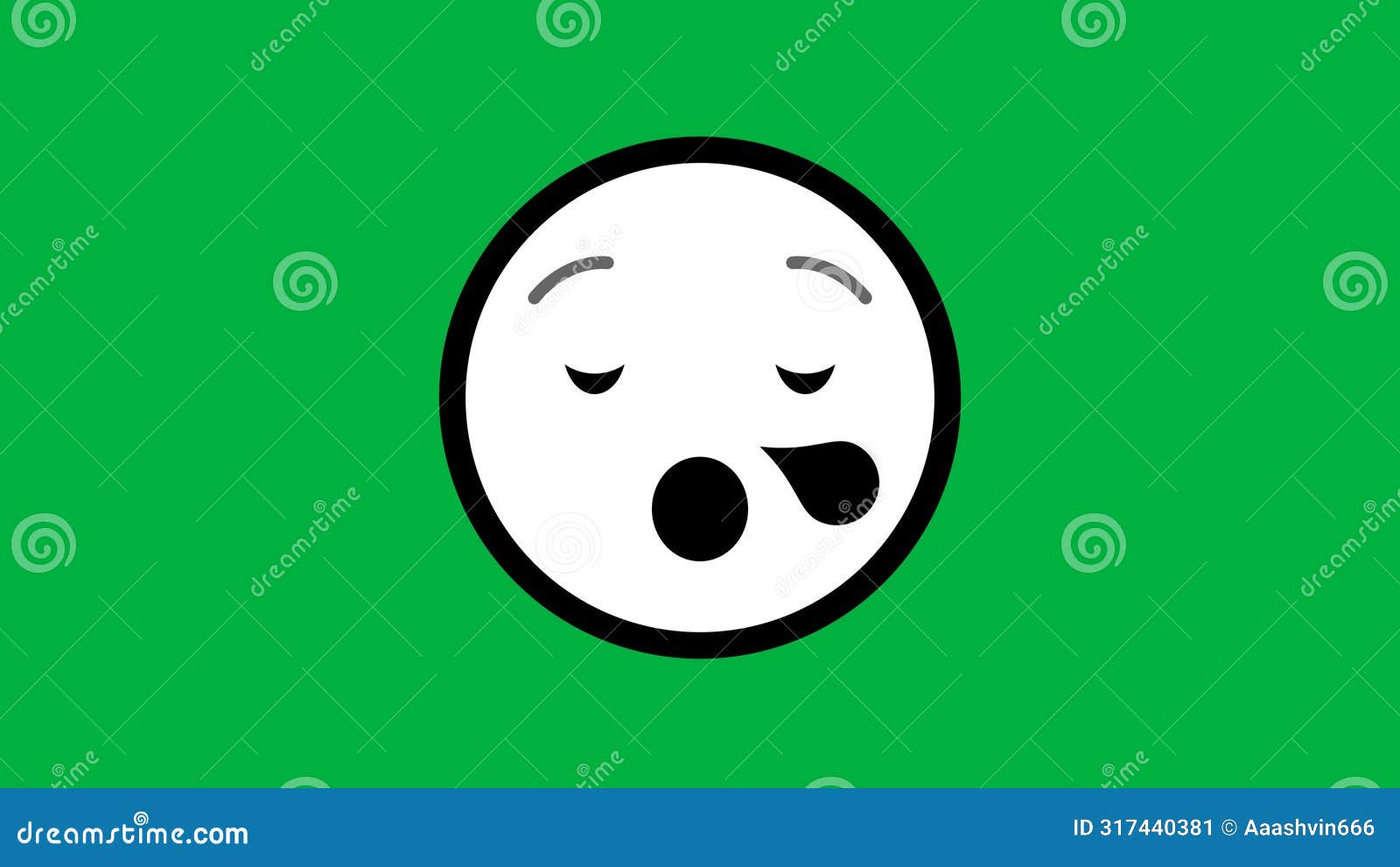 Black and White Deep Sleeping Emoji Expression on Green Background ...