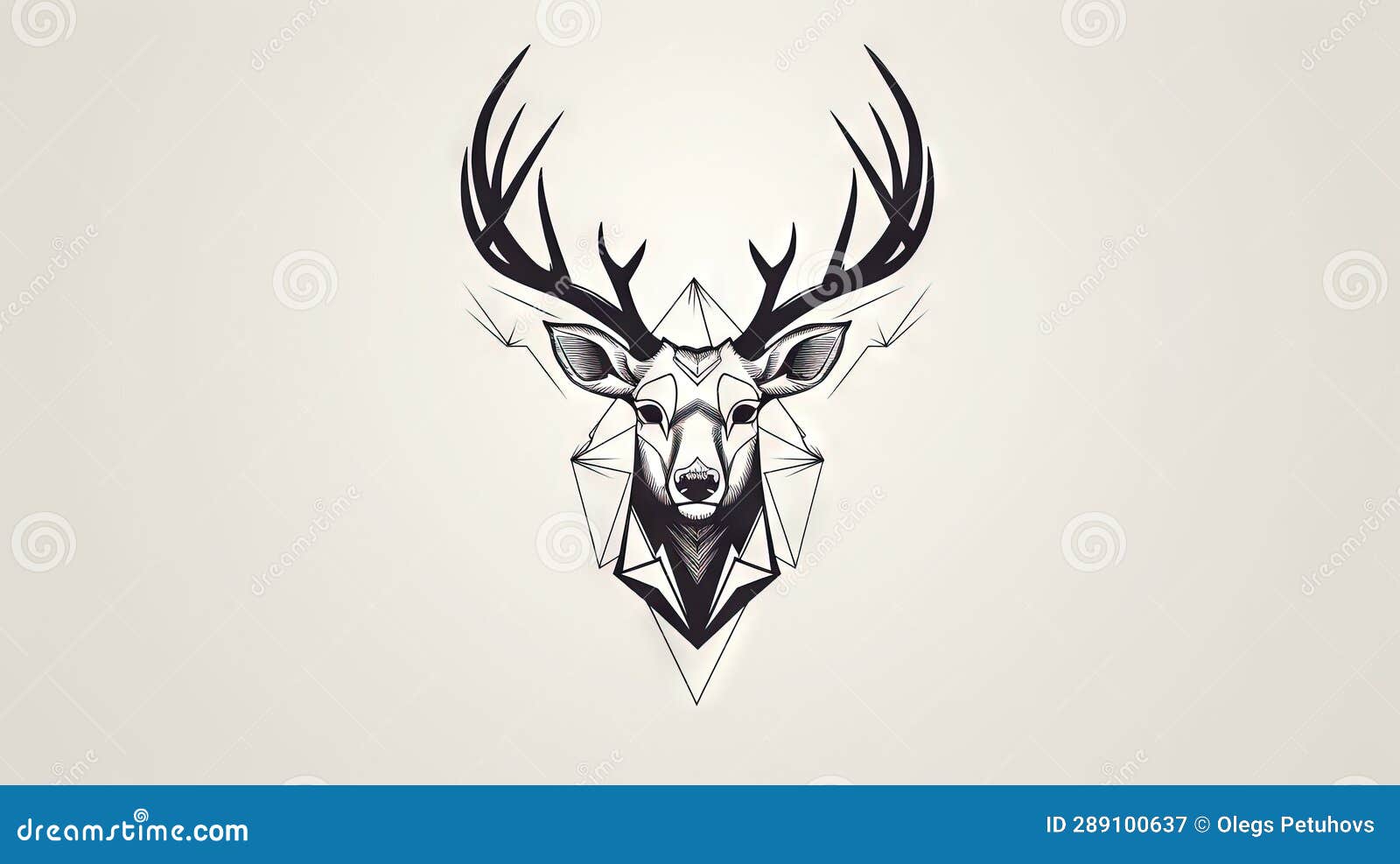 A Black and White Deer Head with Geometric Shapes on it Stock ...