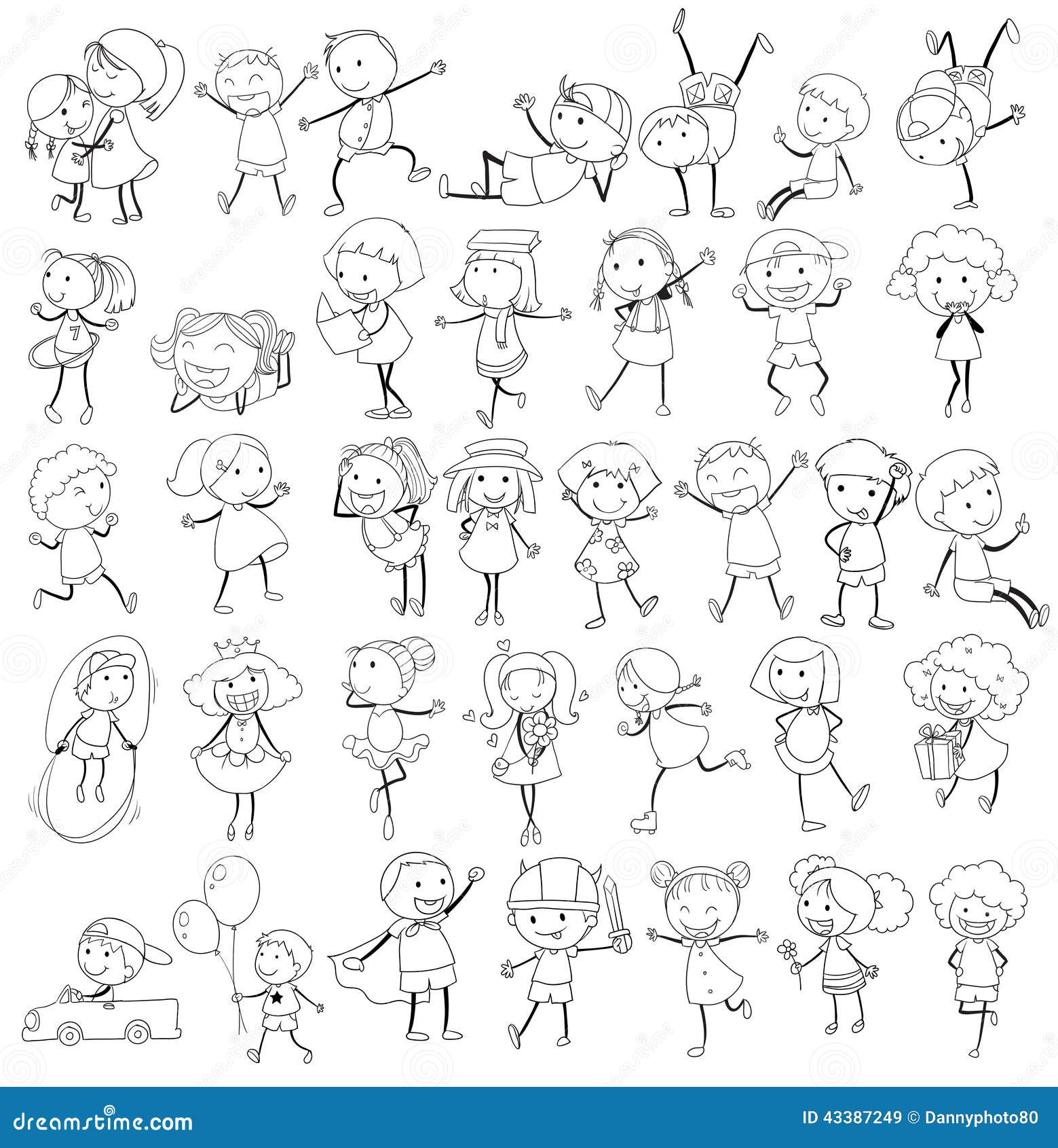 Black And White Design Of The People Doing Different Actions Stock ...