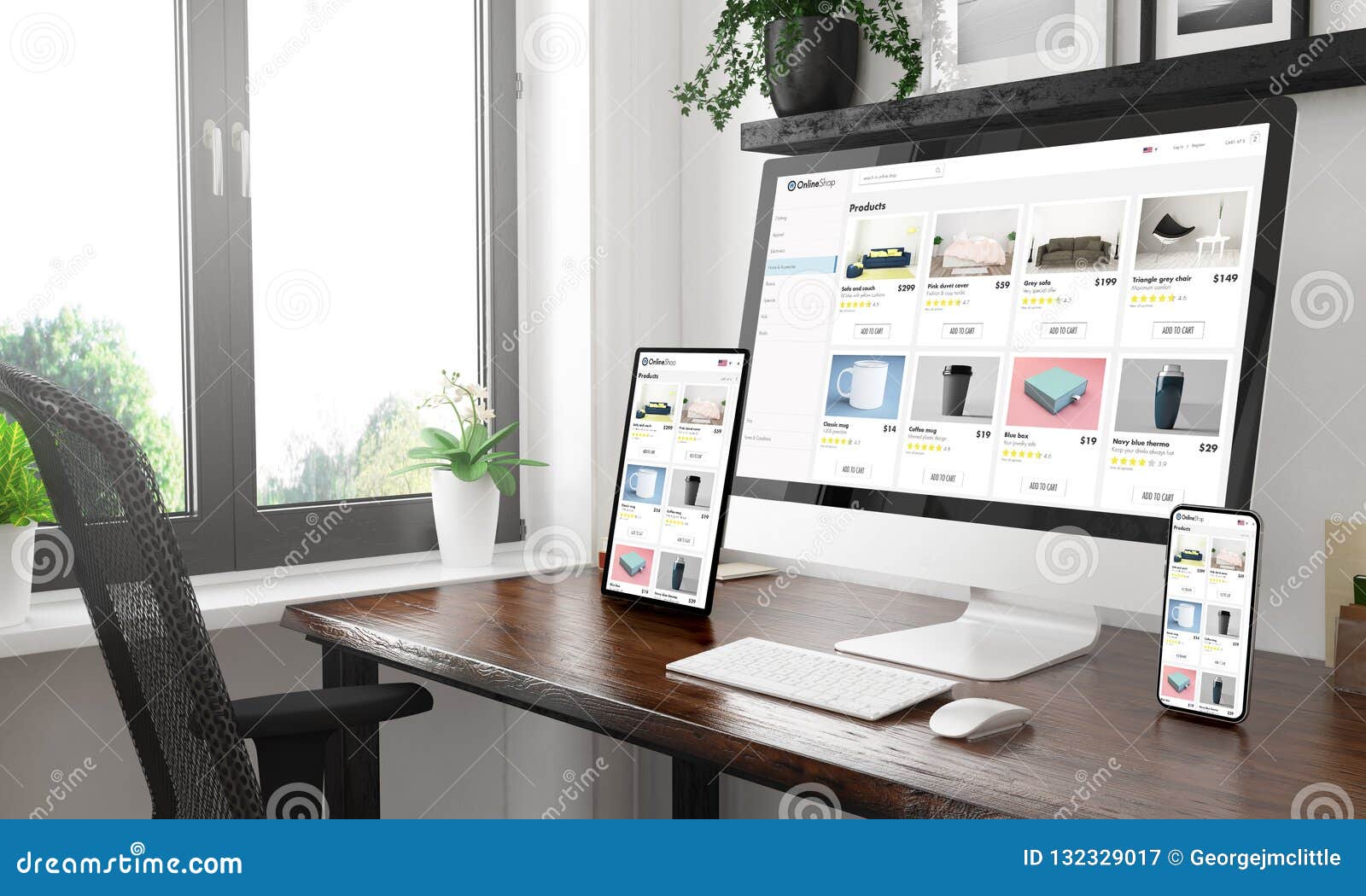 Workspace With Eshop Design Royalty-Free Stock Photo | CartoonDealer ...