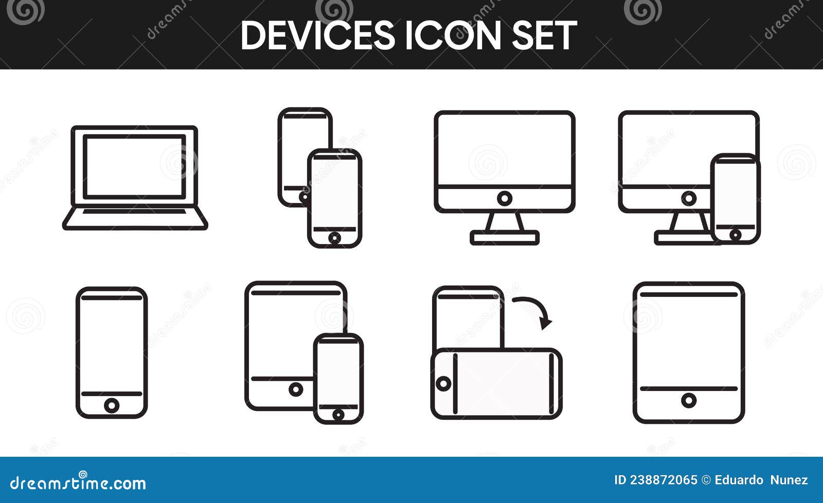 Black and White Devices Icon Set. Stock Vector - Illustration of ...