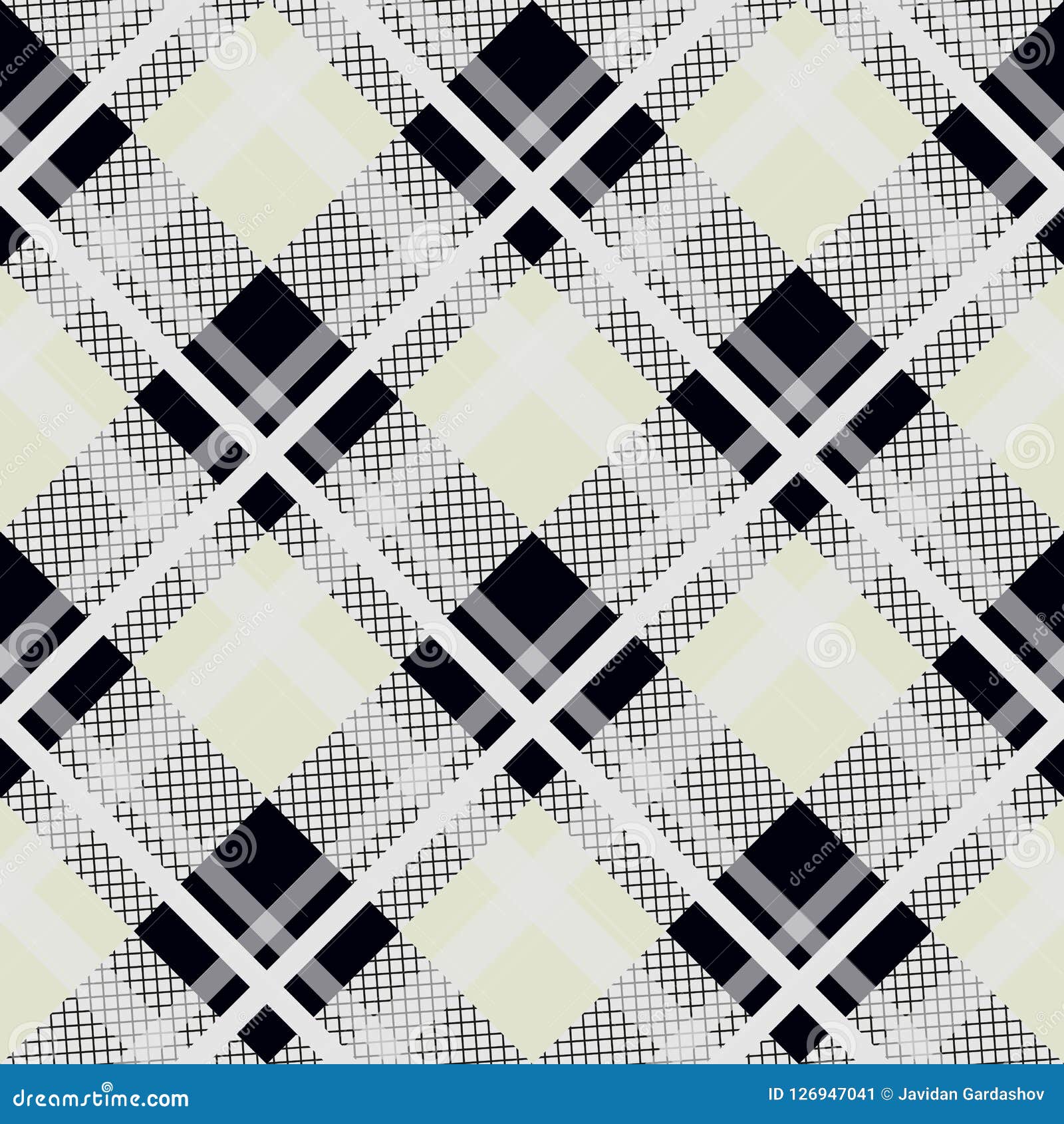 Black White Diagonal Check Texture Seamless Pattern. Vector ...