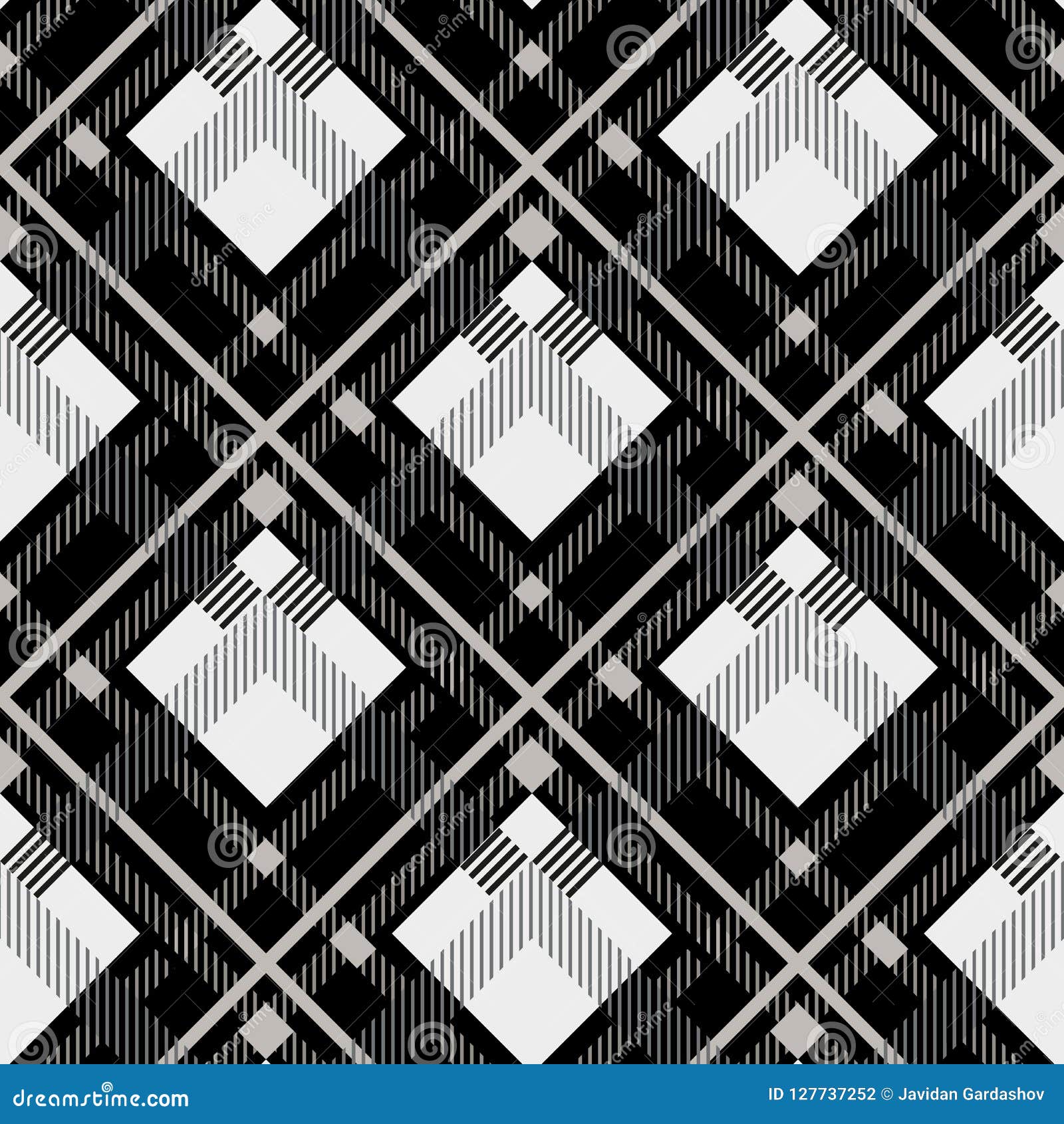 Black White Diagonal Check Texture Seamless Pattern. Vector ...