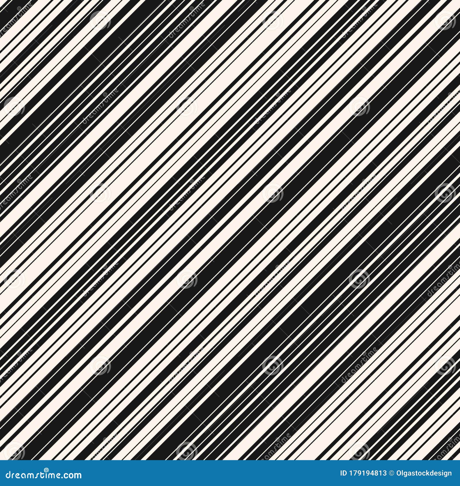 Black and White Diagonal Stripes Pattern. Simple Vector Lines Seamless ...