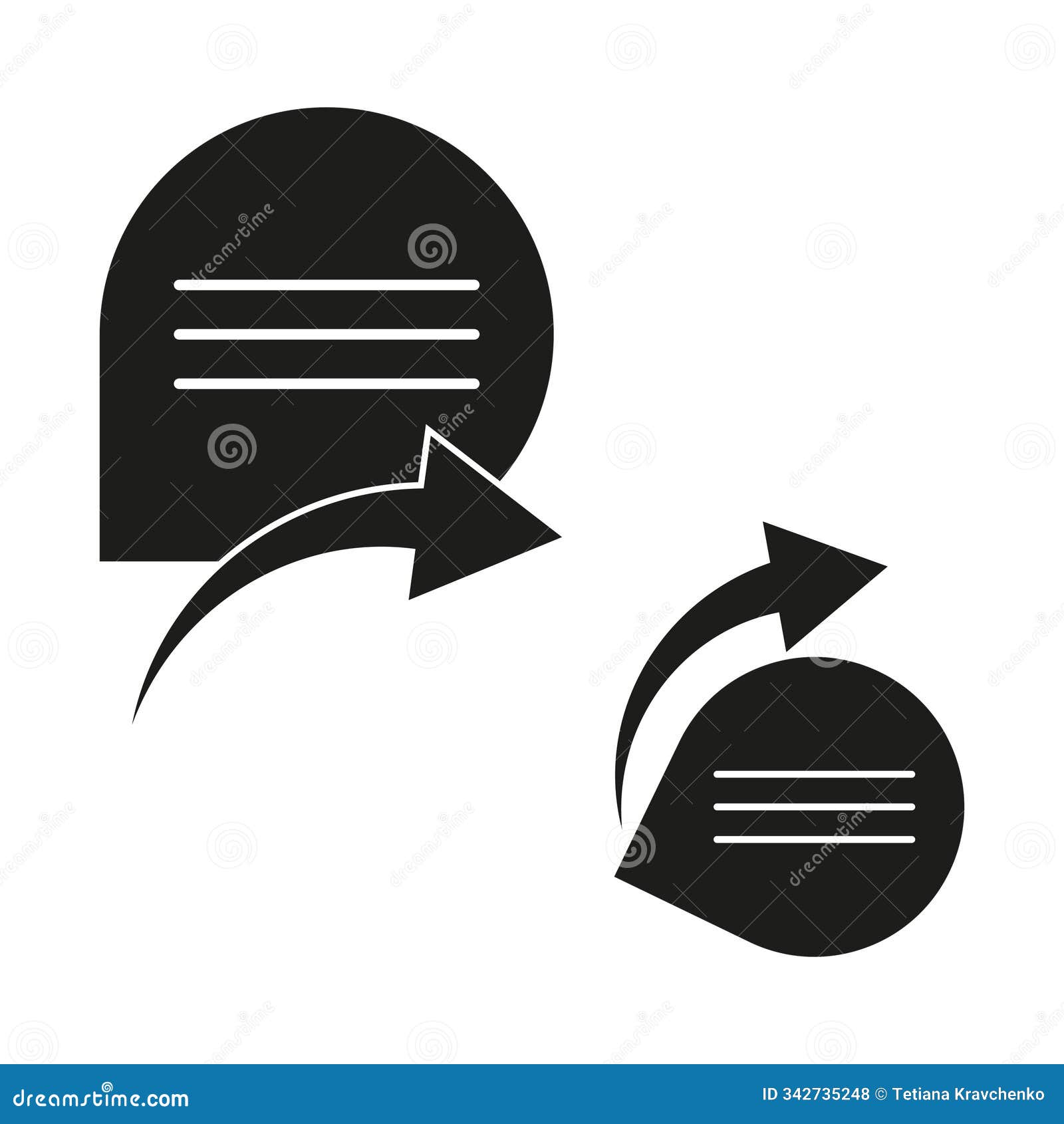Black and White Dialogue Icons with Arrows. Perfect for Interfaces and ...