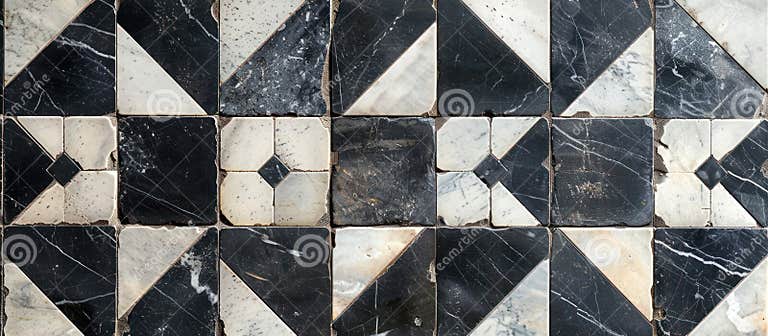 Black and White Diamond Pattern Marble Tile Stock Photo - Image of ...