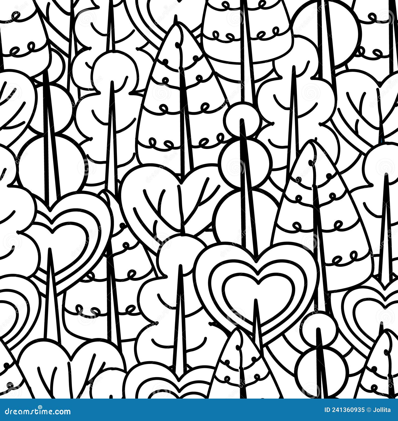 Black and White Different Shaped Tree Pattern. Vector Illustration ...