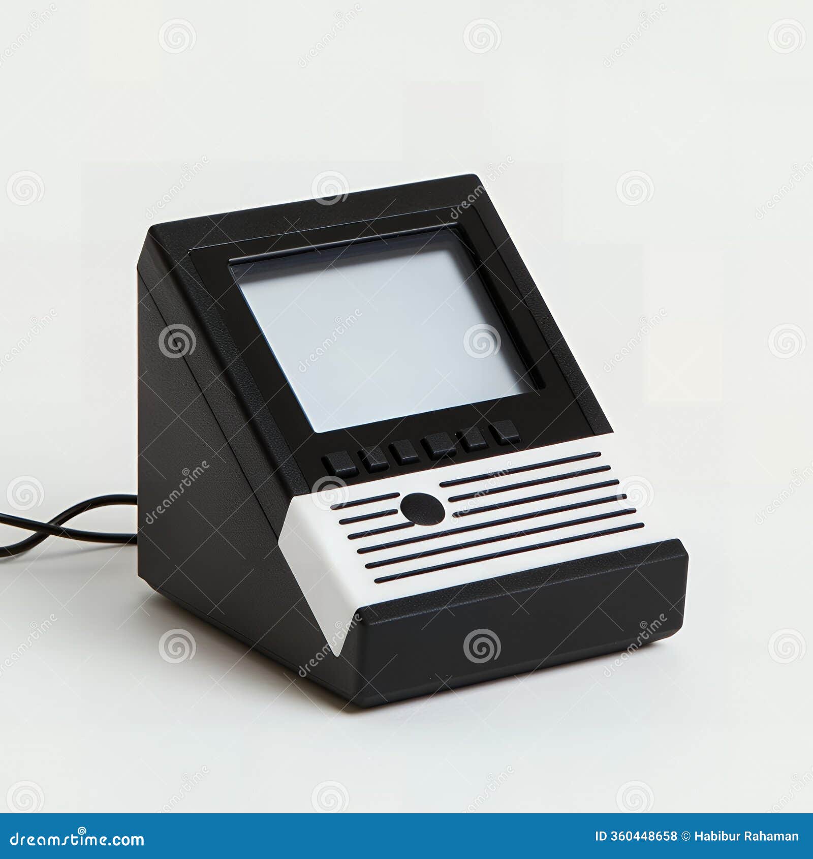 A Black and White Digital Clock with a Screen and Buttons Stock ...