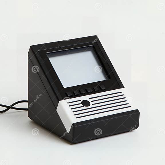 A Black and White Digital Clock with a Screen and Buttons Stock ...