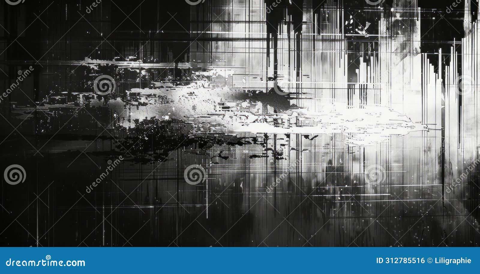 Black and White Digital Distortion Effect. Modern Abstract Glitch Art ...