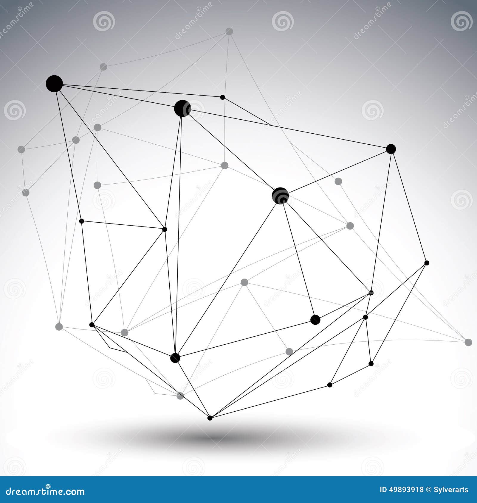 Black and White Distorted 3D Abstract Object with Lines Stock Vector ...