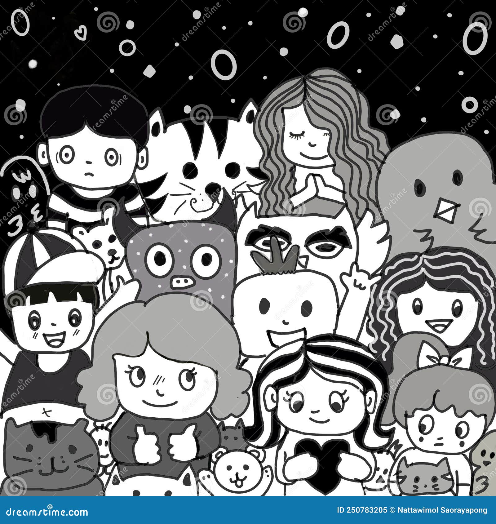 Black and White Doodle Art Drawing Stock Illustration - Illustration of ...