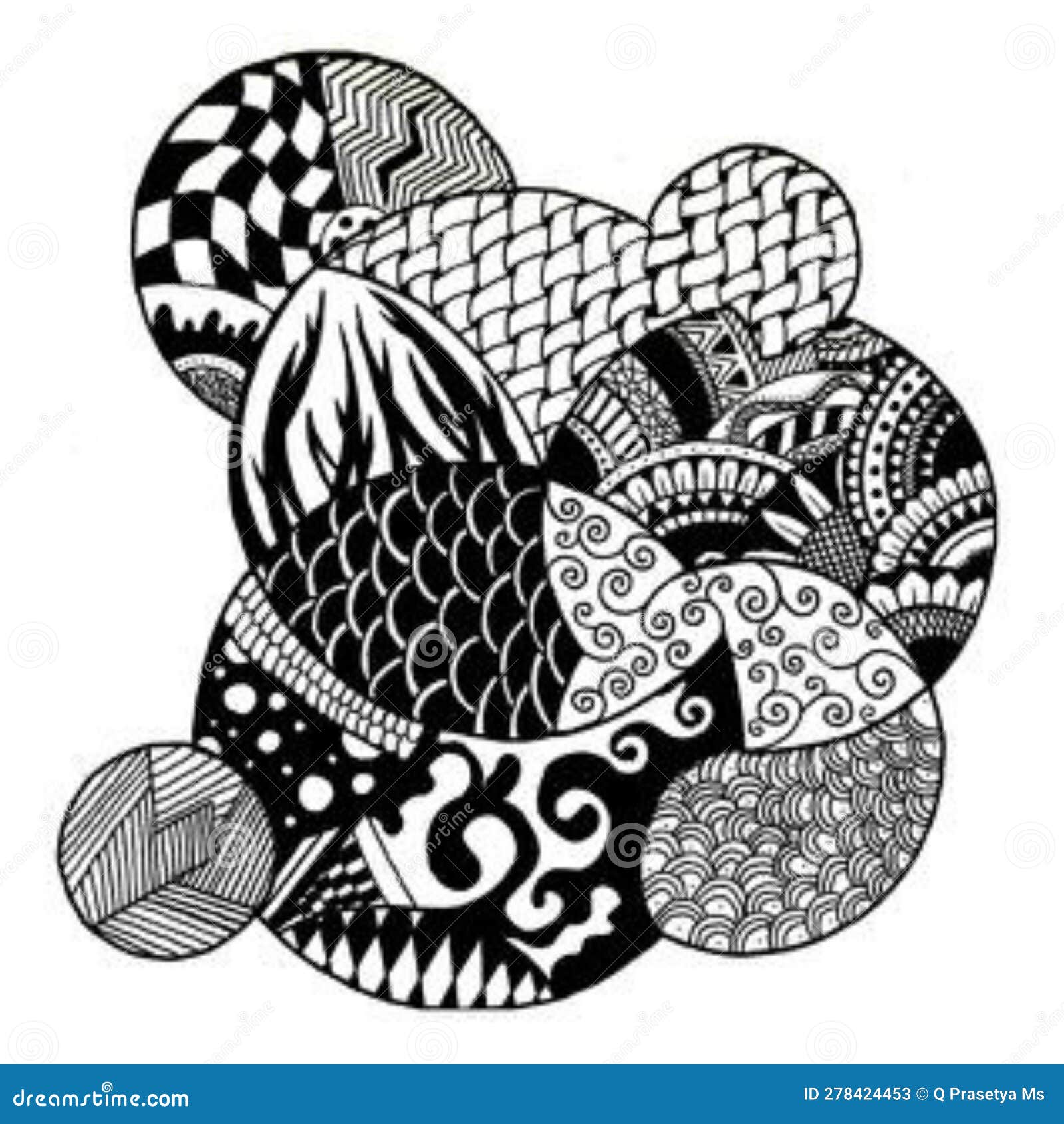 Black and White Doodle Art Pattern Ready for Coloring Stock ...