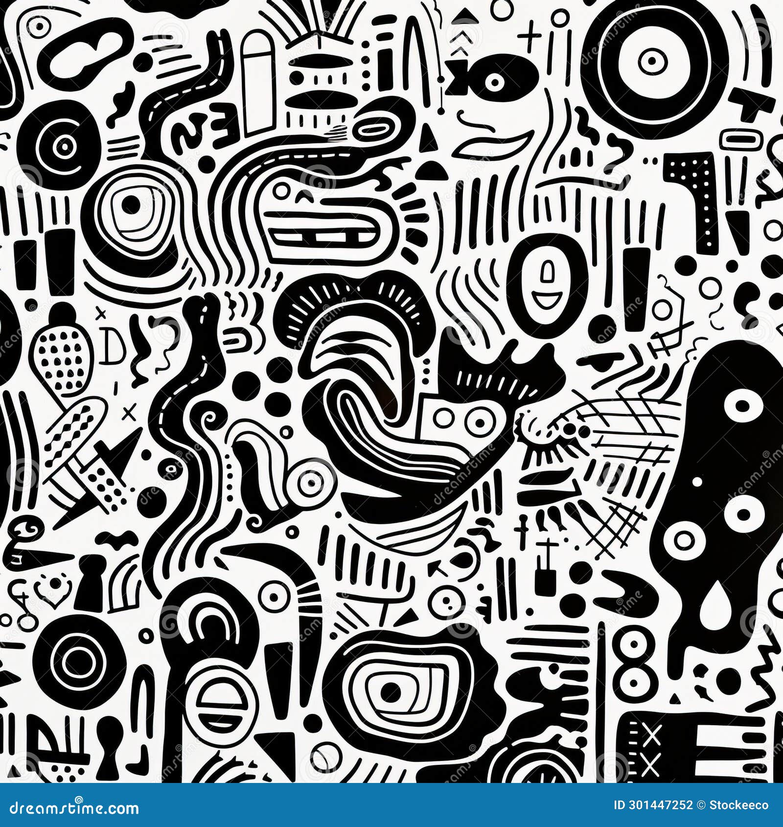 Abstract Doodle Pattern: Igbo Ibo Art Inspired Black and White Images ...