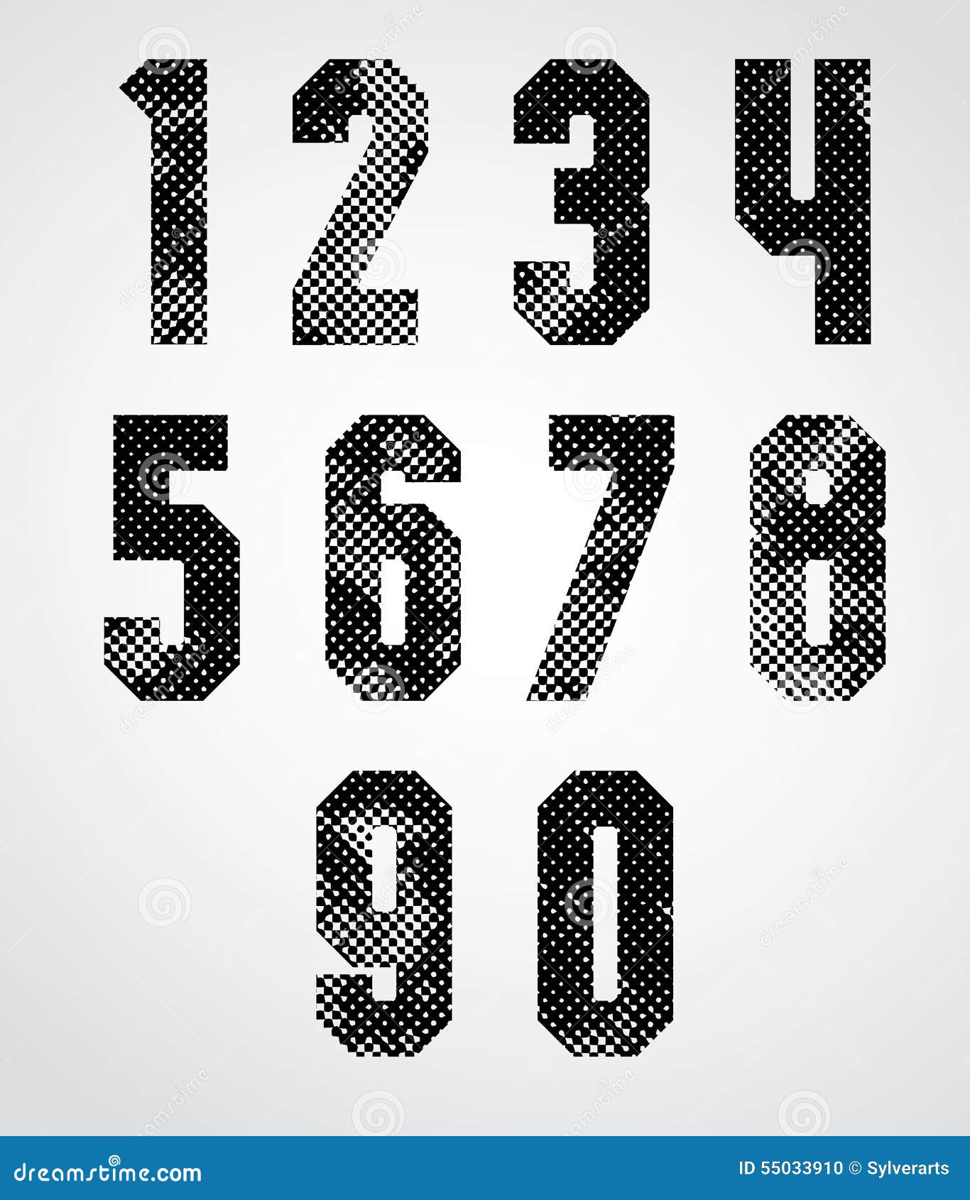 Black and White Dotty Graphic Industrial Numbers Stock Vector ...