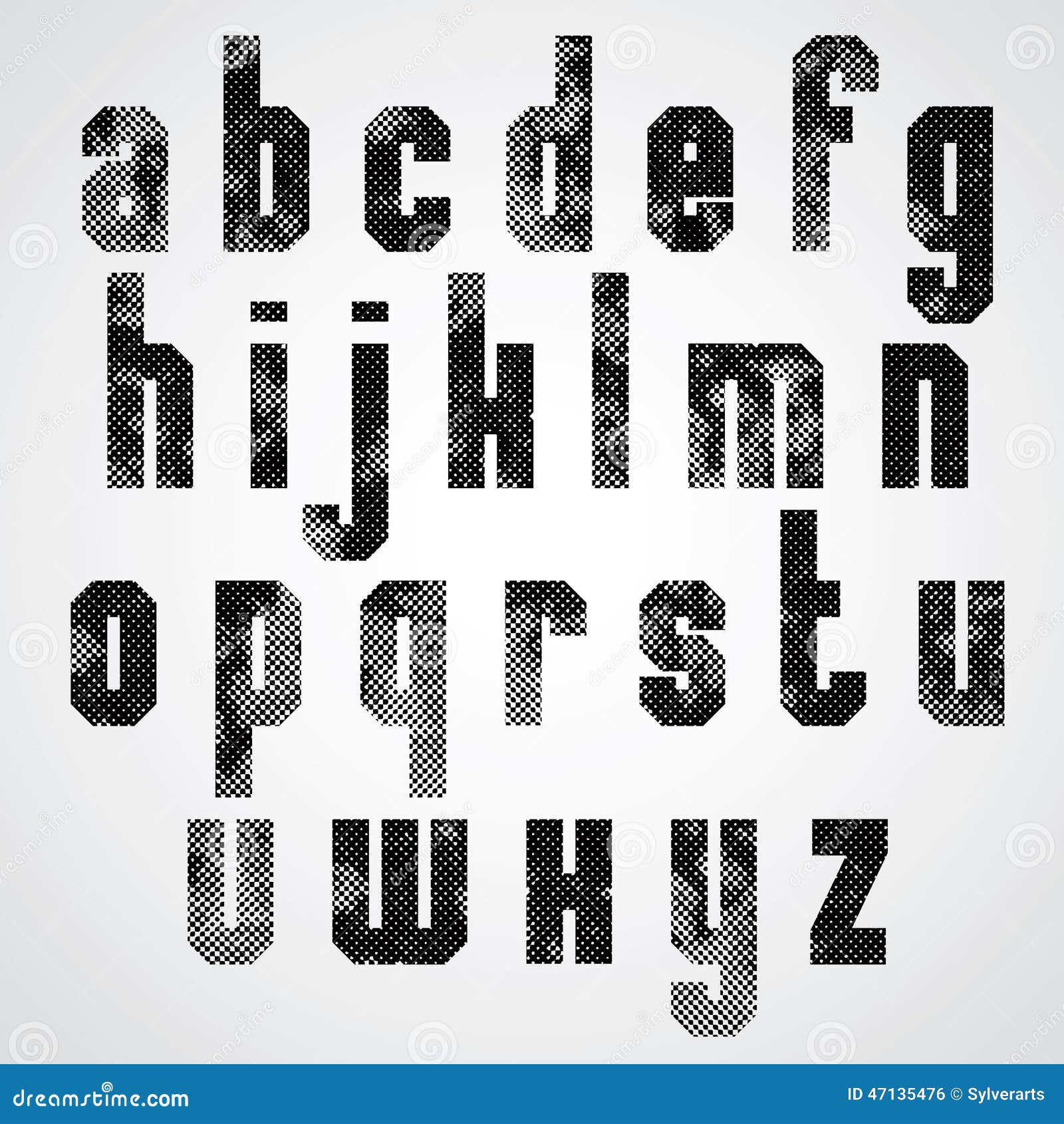 Black and White Dotty Graphic Lower Case Letters, Rectangular in Stock ...
